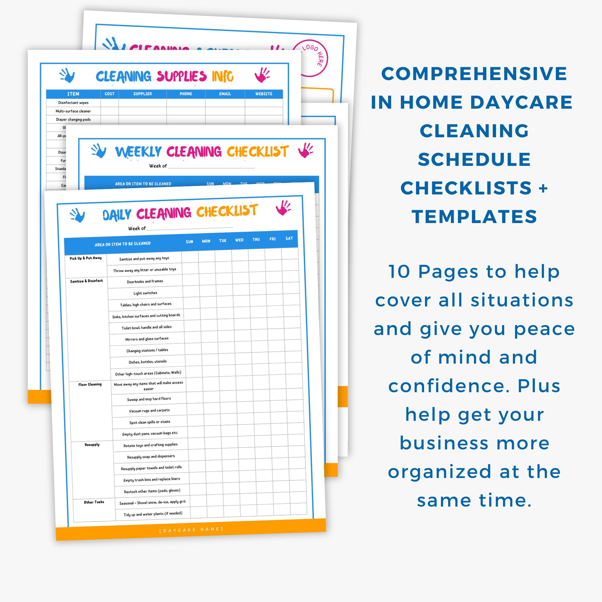 Daycare Cleaning Schedule Checklist, Editable Checklist Forms, in Home ...