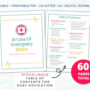 Family in Case of Emergency Binder Printable + Fillable PDF, Just in ...