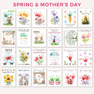 Spring Handprint Art Bundle, Flower Handprint Bouquet Printables ...