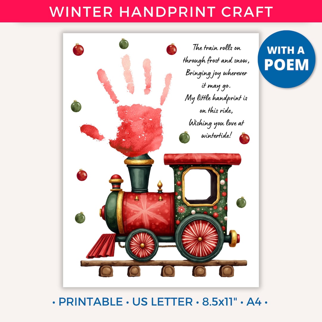 Christmas Handprint, Christmas Printable Handprint Craft Art, Christmas ...