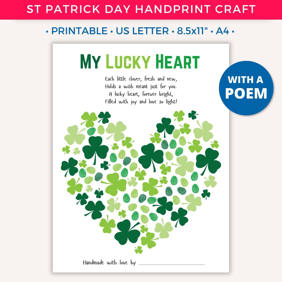 St Patricks Day Handprint Craft, Printable St Patrick Handprint Art for ...