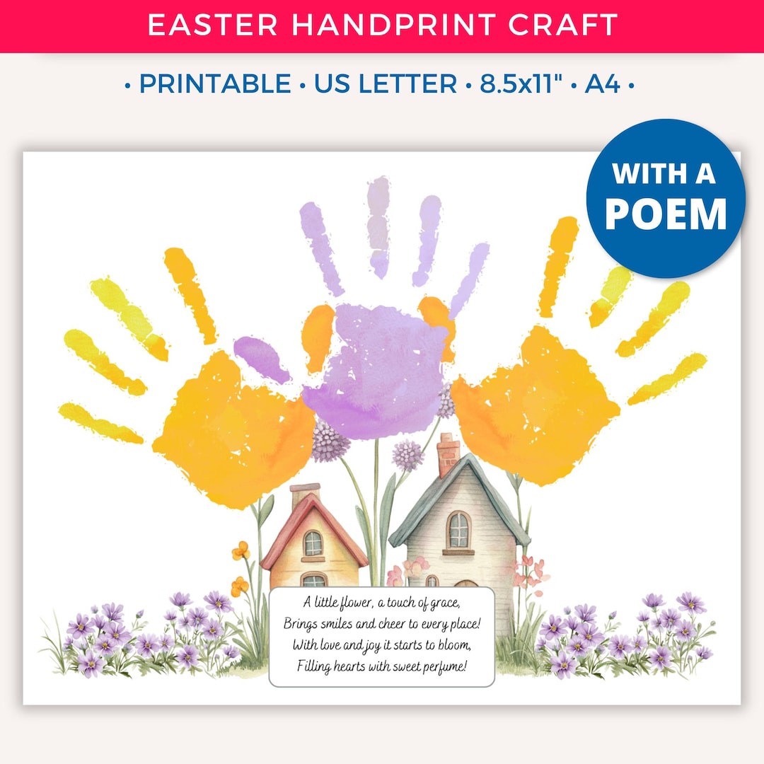 Easter Handprint Art, DIY Printable Craft for Kids, Toddler Keepsake ...
