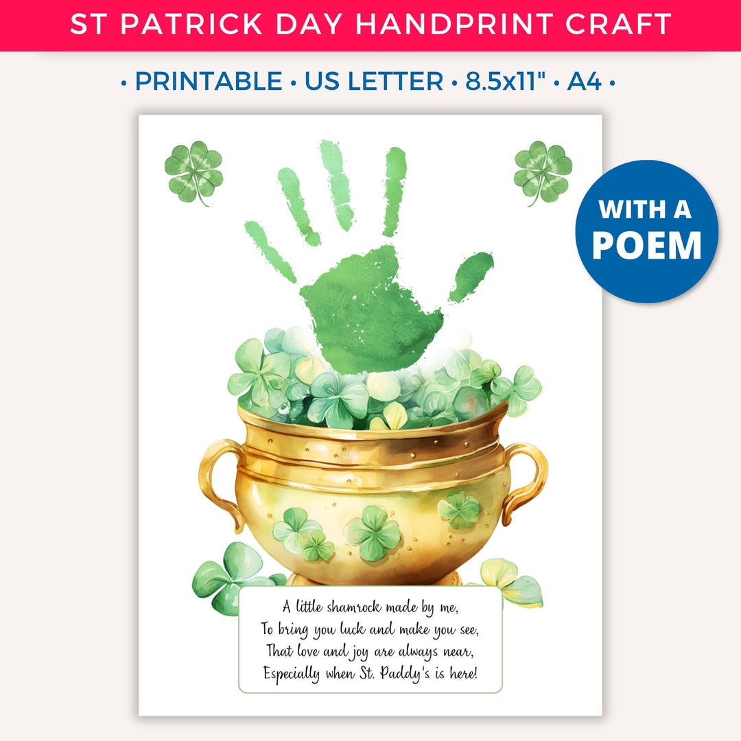 St Patricks Day Handprint Craft, Printable St Patrick Handprint Art for ...