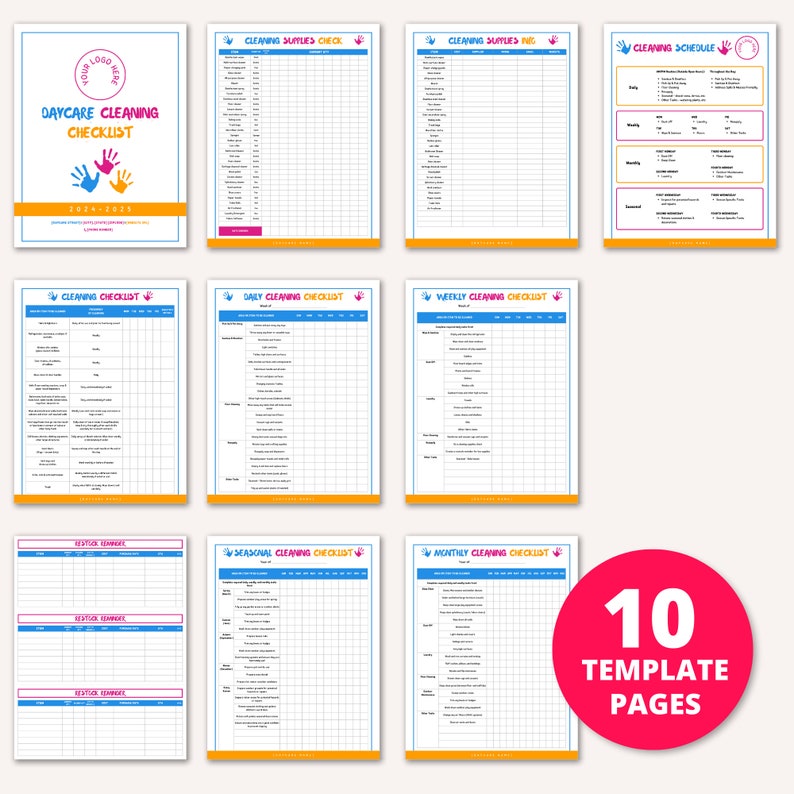 Daycare Cleaning Schedule Checklist, Editable Checklist Forms, in Home ...