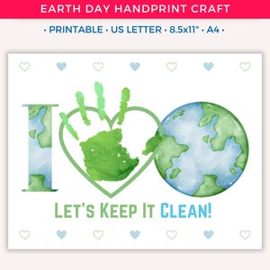 Earth Day Handprint Art Craft, Printable Earth Day Craft Activity for ...