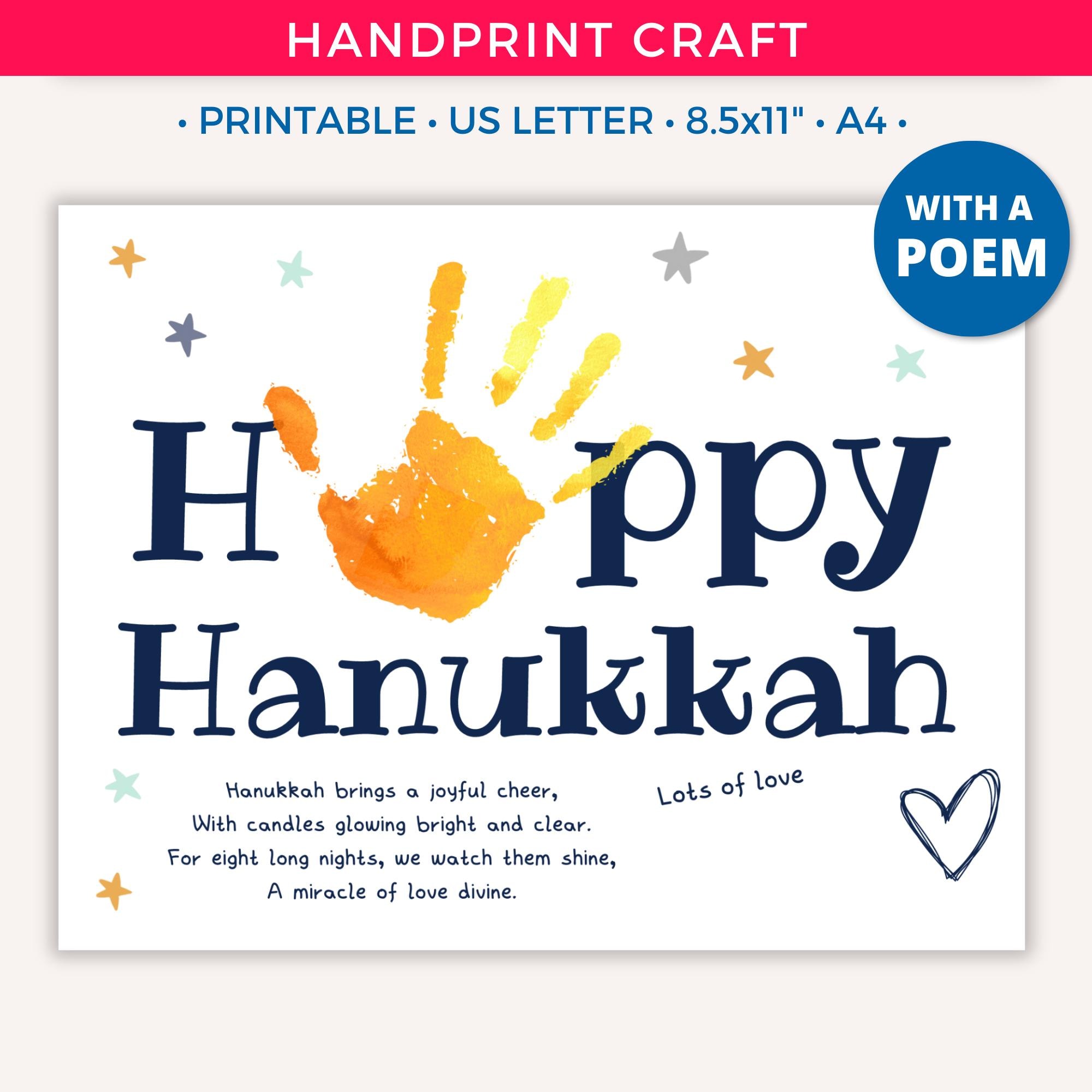 Happy Hanukkah Handprint Printable Craft, Jewish Handprint Art, Jewish ...