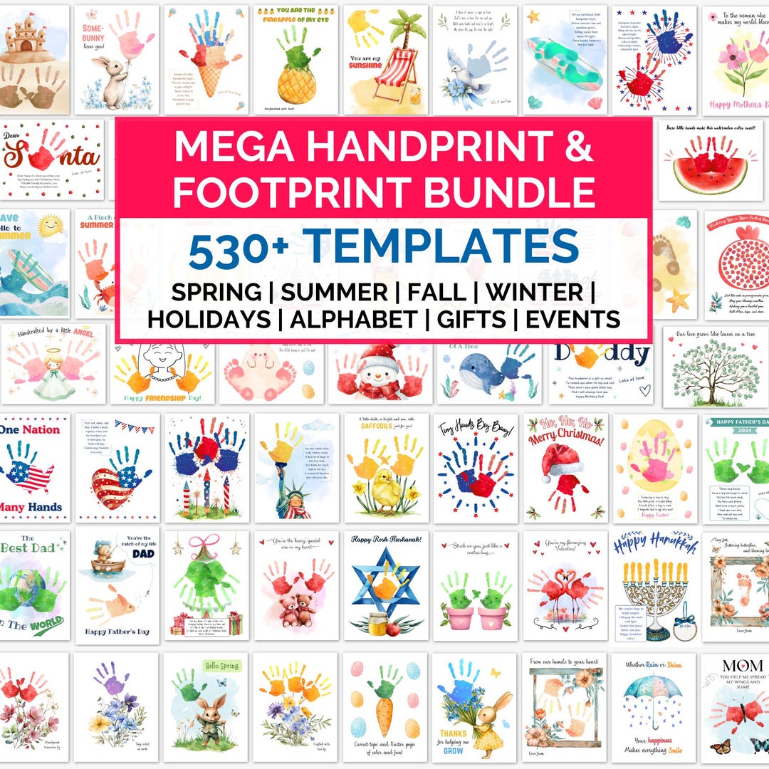 Mega Handprint Craft Bundle, Handprint Craft for Kids Toddler ...
