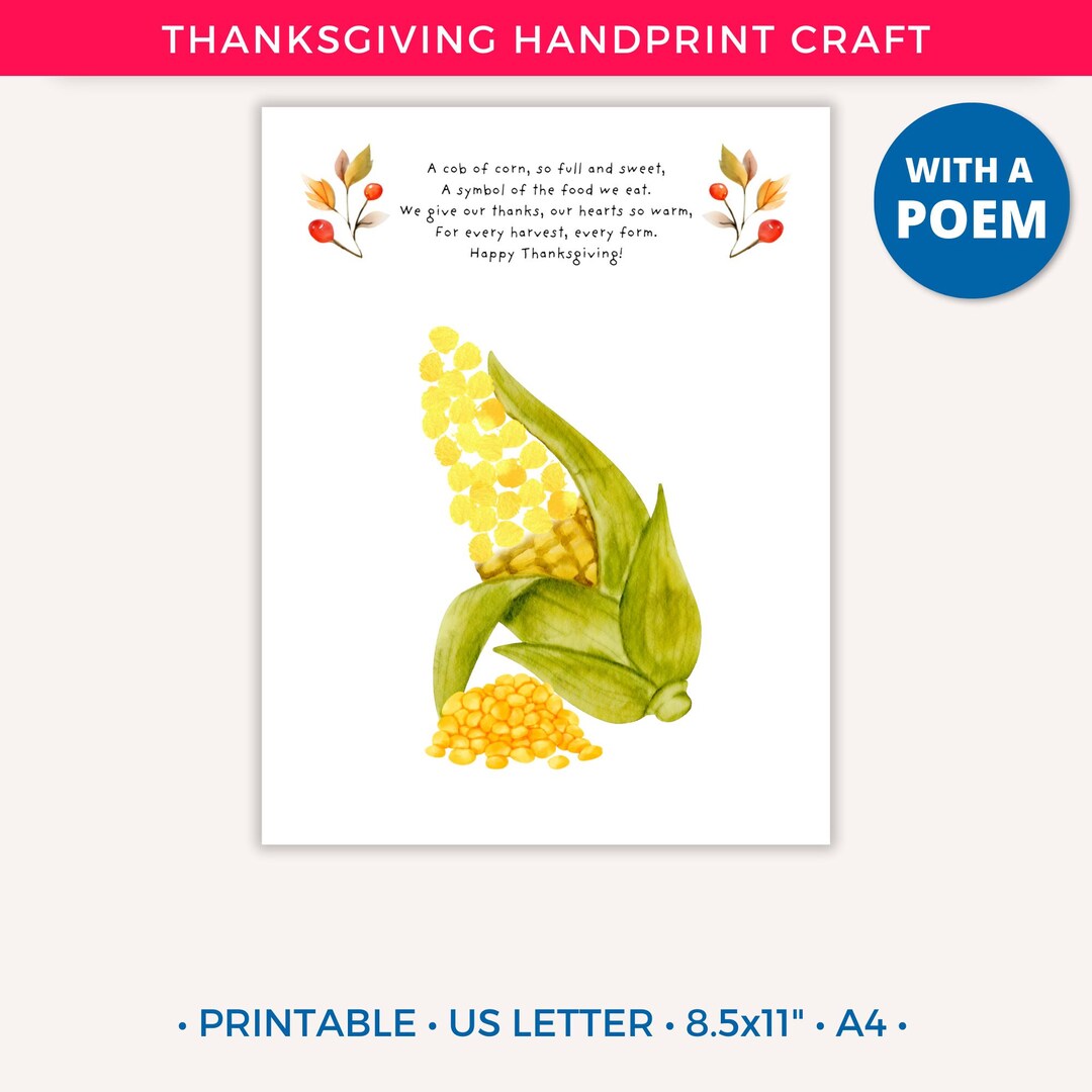 Thanksgiving Handprint Craft, Thanksgiving Handprint Art Printable for ...