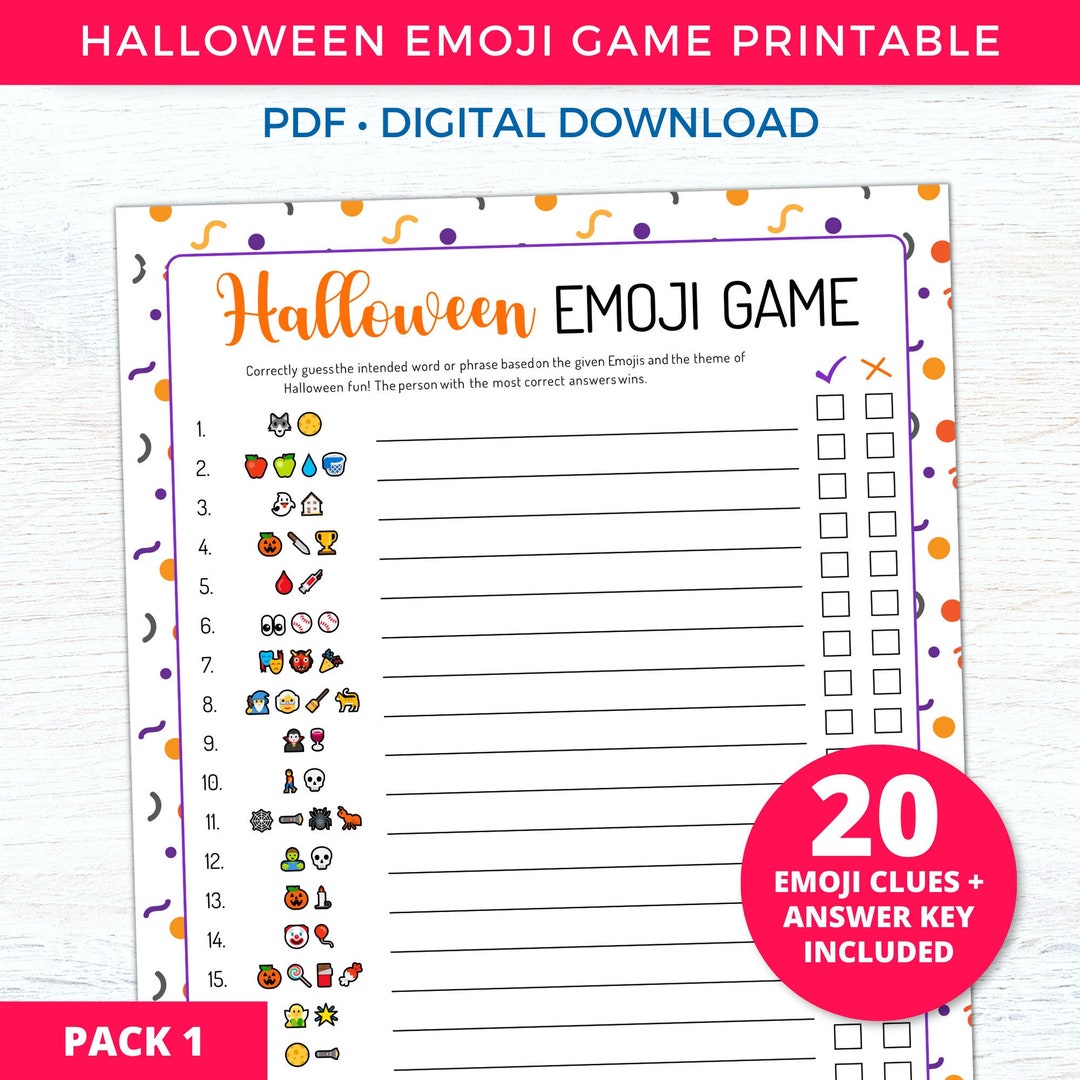 Halloween Emoji Game Puzzle, Halloween Printable Party Games ...