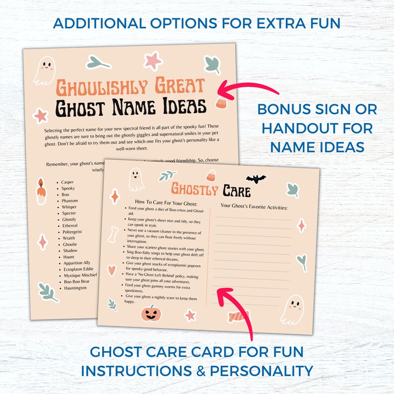 Adopt a Ghost Party Favors Printables Halloween Ghost - Etsy