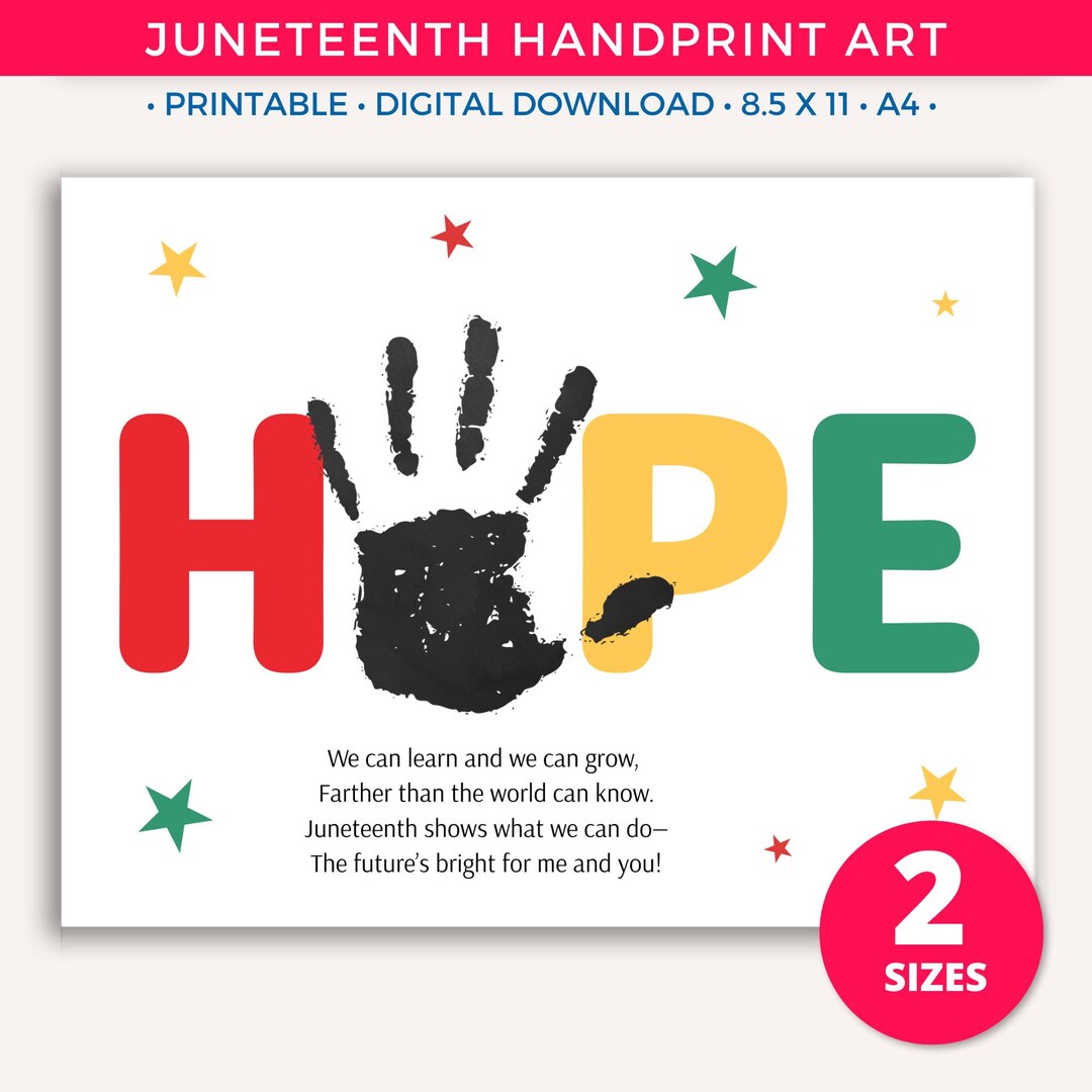 Juneteenth Handprint Printable Craft, Juneteenth Handprint Art, June ...