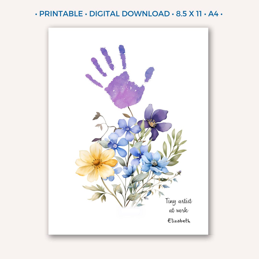 Mothers Day Flower Handprint Art, Printable Handprint Flower Bouquet ...