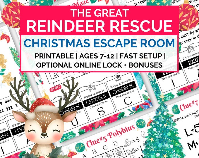 Christmas Escape Room Kids| Christmas Escape Room Kit| Printable Escape ...