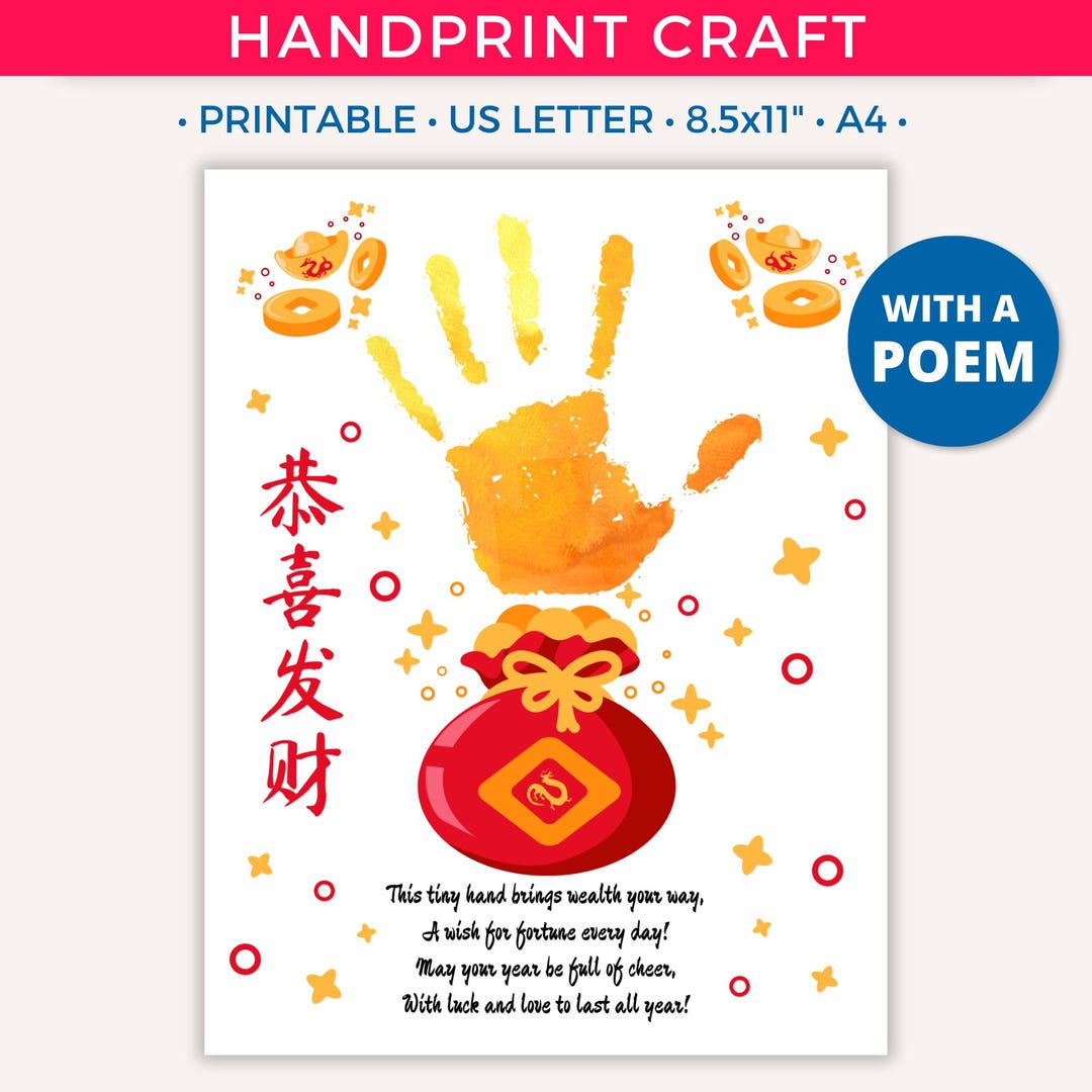 Lunar New Year Handprint Printable Craft 2025, Chinese New Year ...