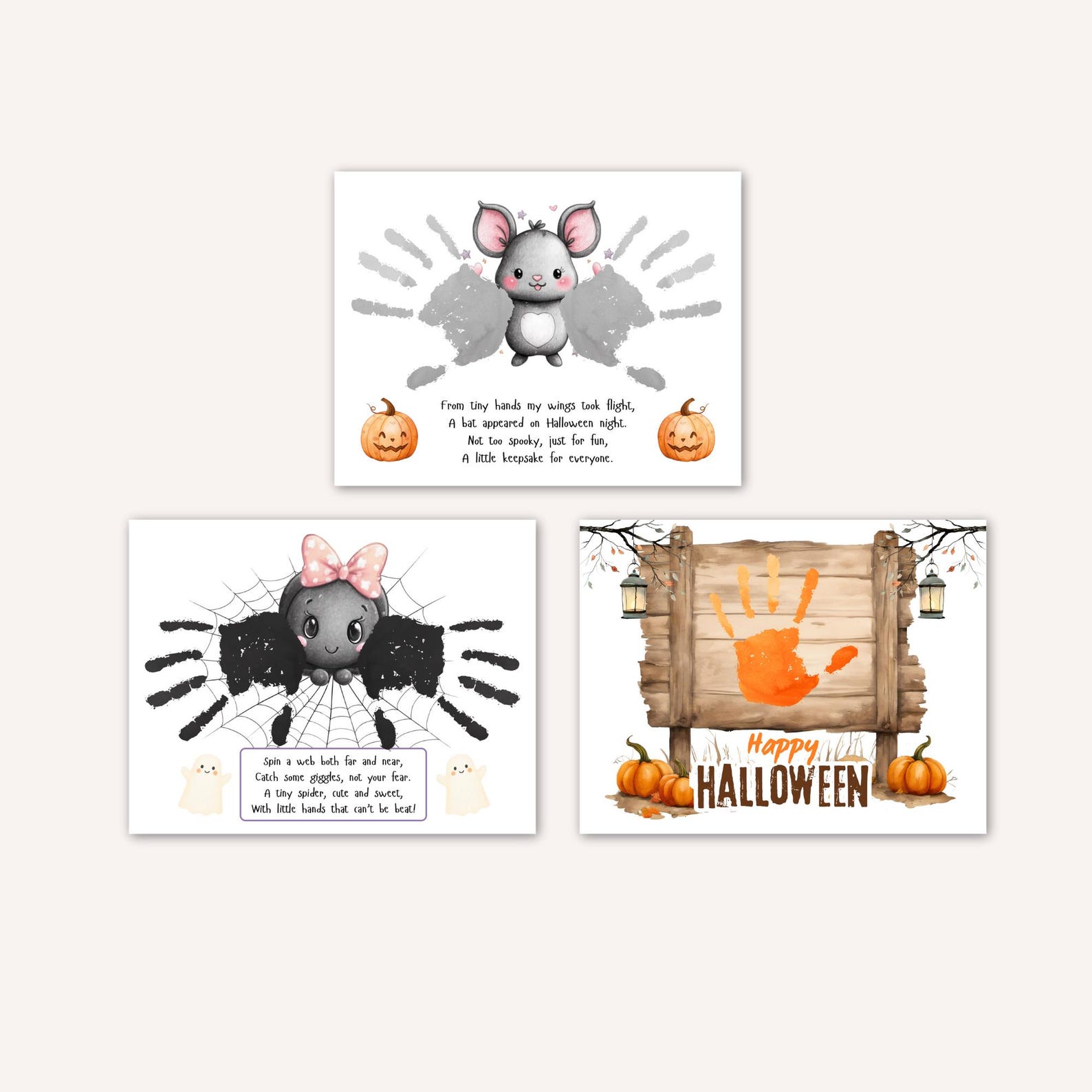 Halloween Handprint Craft Bundle, Fall Handprint Art Printable for ...