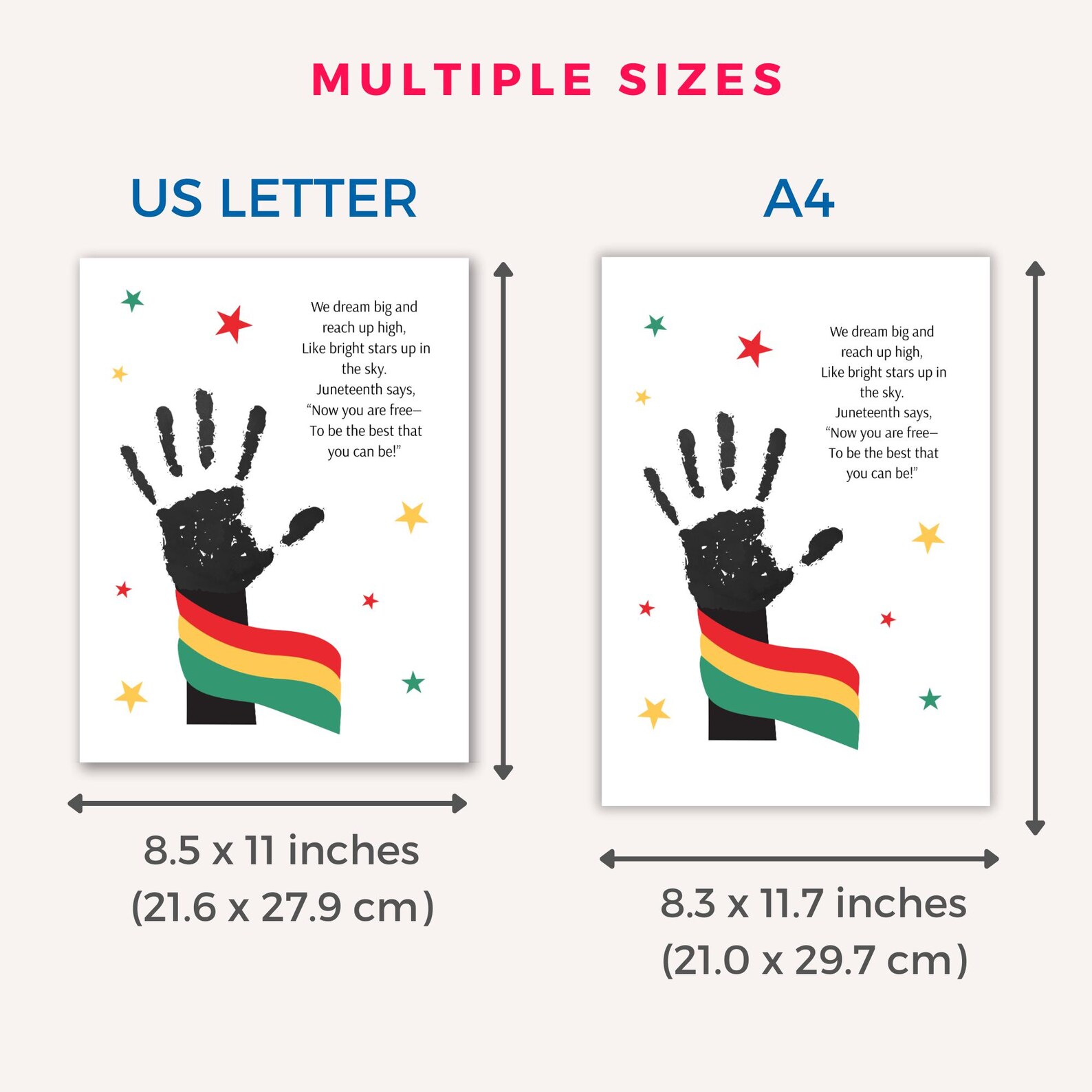 Juneteenth Handprint Printable Craft, Juneteenth Handprint Art, June ...