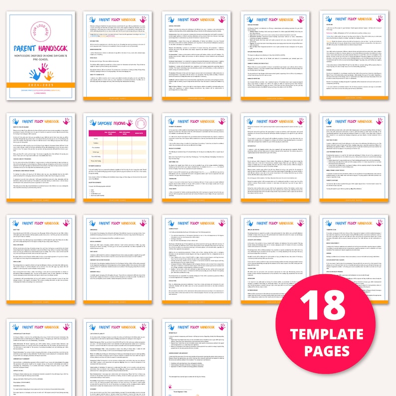 Home Daycare Parent Handbook Template, Editable Daycare Handbook ...
