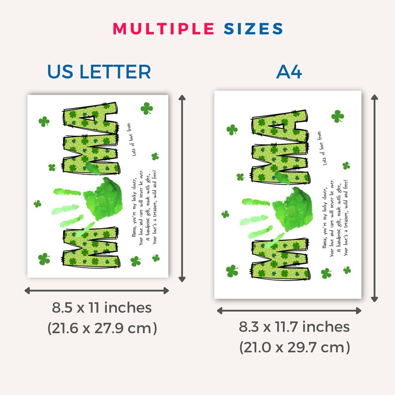 St Patricks Day Handprint Craft, DIY Printable Art for Kids, Toddler ...