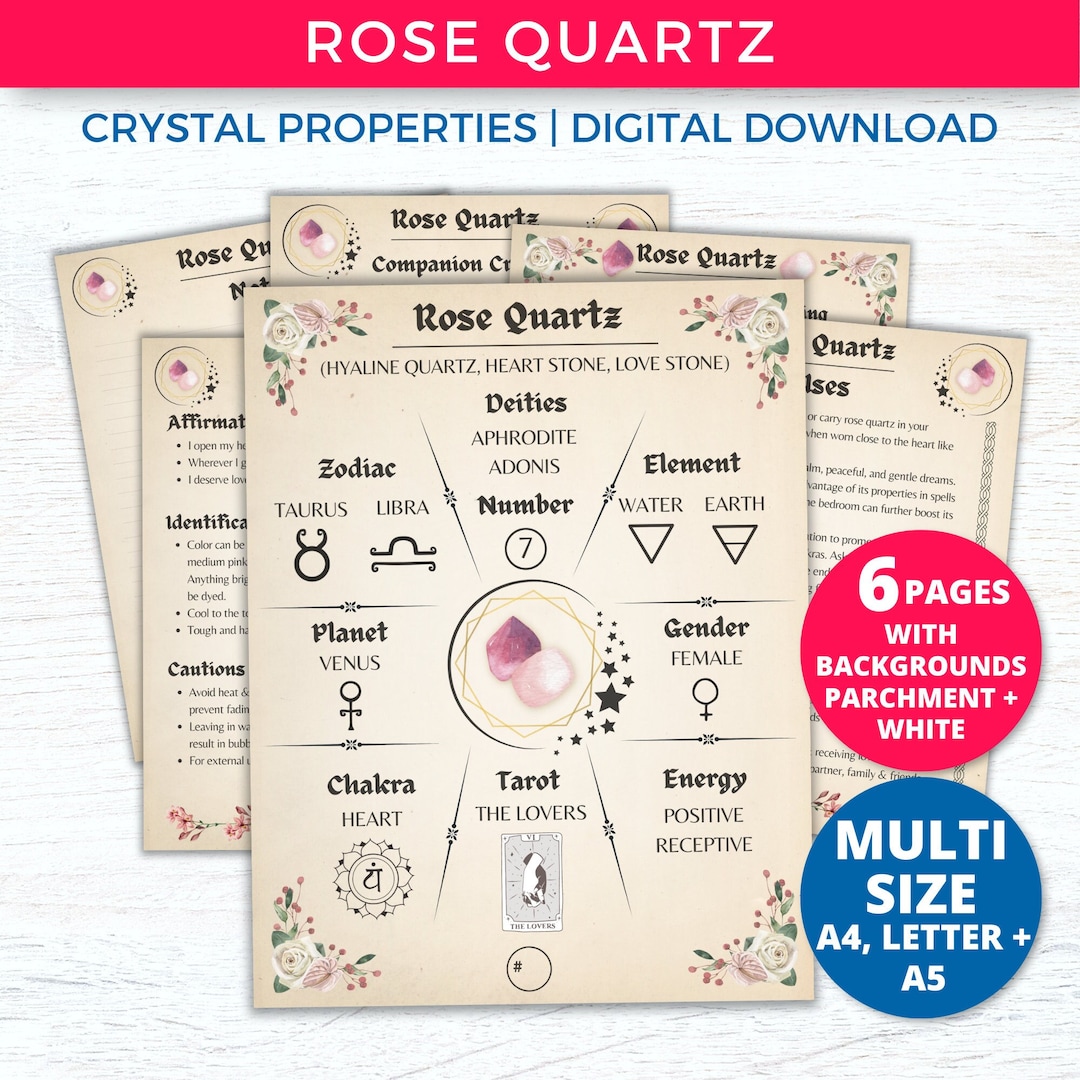 Rose Quartz Crystal Magick Reference & Meanings Printable Grimoire ...