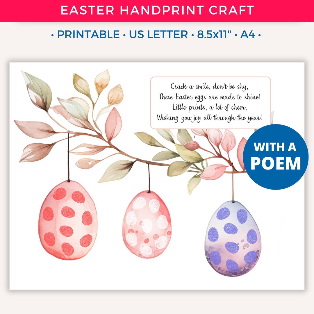 Easter Handprint Art, DIY Printable Craft for Kids, Toddler Keepsake ...
