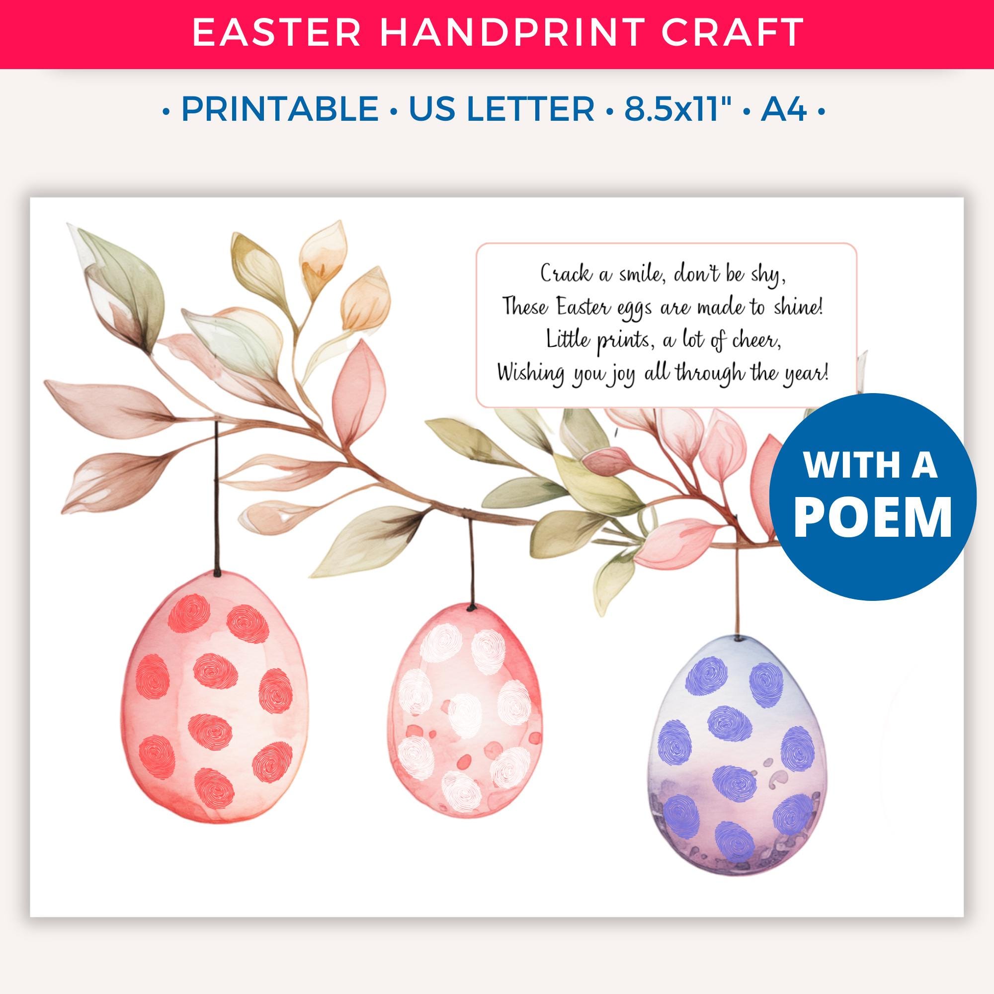 Easter Handprint Art, DIY Printable Craft for Kids, Toddler Keepsake ...