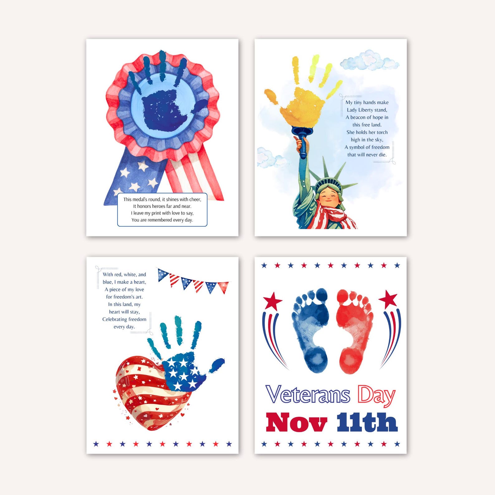 Veterans Day Handprint Art Craft, Remembrance Memorial Day Activity for ...