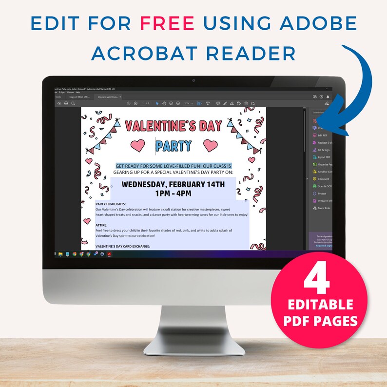 Valentines Day Daycare Party Letter Editable Template, Valentines Flyer ...