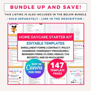 Home Daycare Parent Handbook Template, Editable Daycare Handbook ...