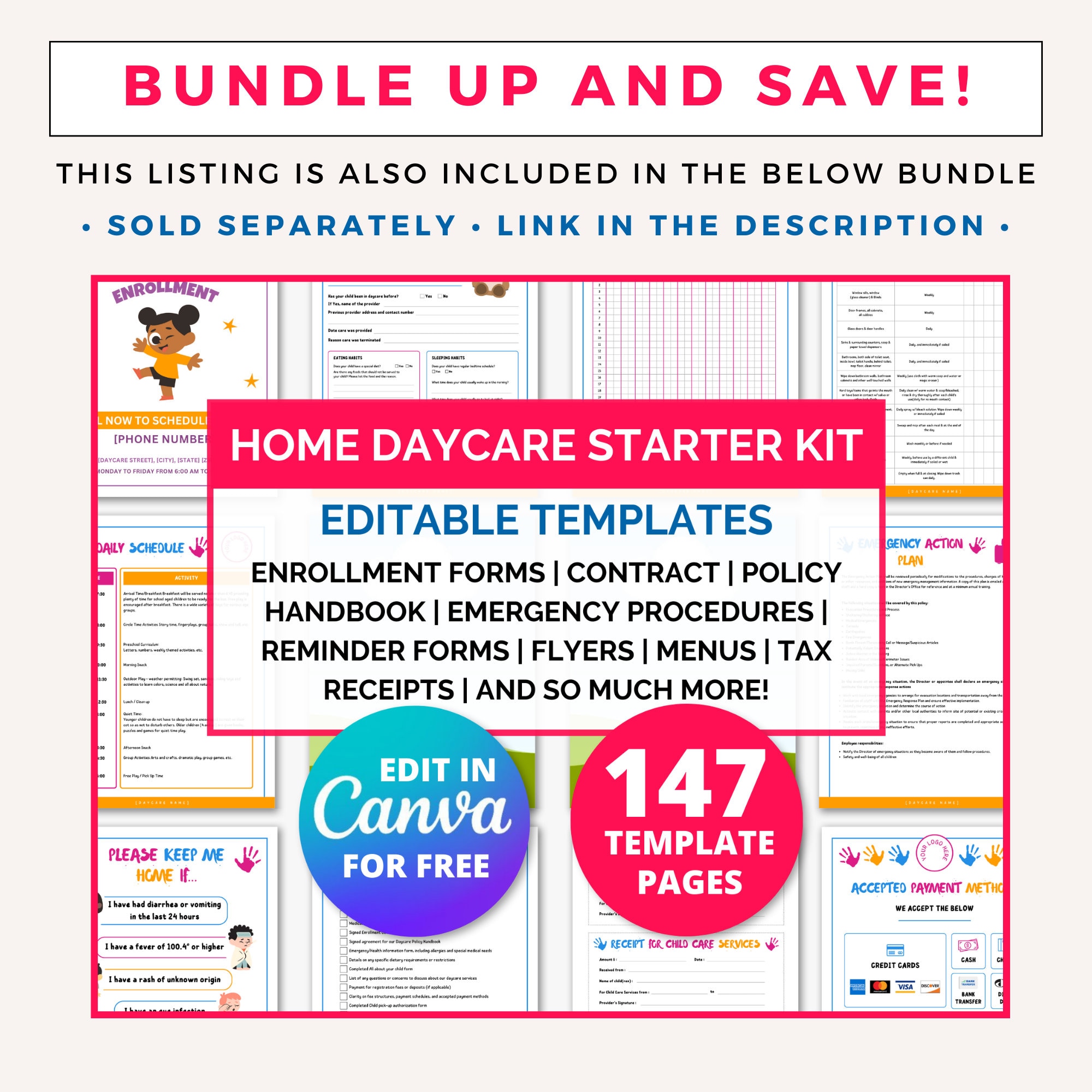 Home Daycare Parent Handbook Template, Editable Daycare Handbook ...