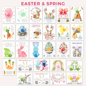 Spring Handprint Art Bundle, Flower Handprint Bouquet Printables ...