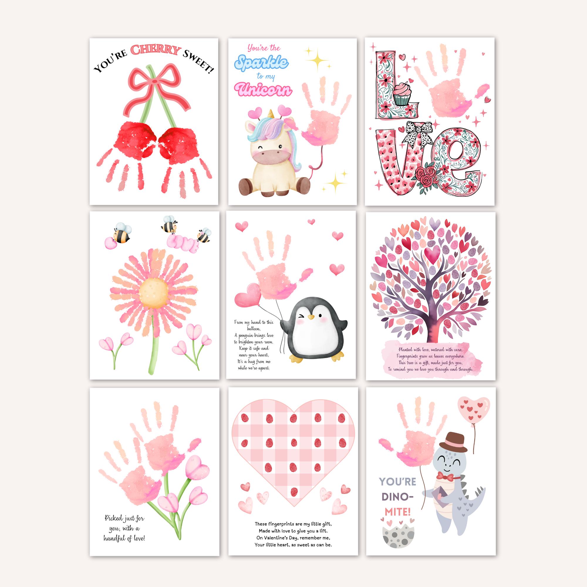 Valentine's Day Handprint Art Craft Bundle, Valentine Keepsake for Kids ...