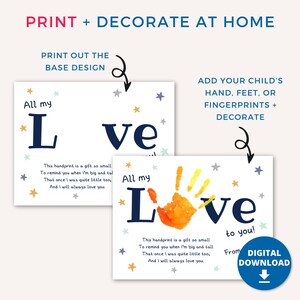 Love Handprint Art Printable Craft, Valentines Day Handprint Craft ...