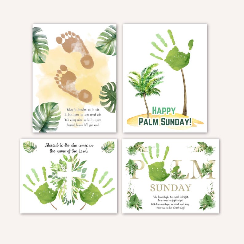Palm Sunday Handprint Art Craft, Printable Kids Activity, Easter Bible ...