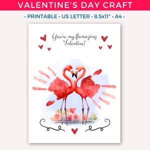 Valentine Day Handprint Printable Craft, Valentines Day Craft Activity ...