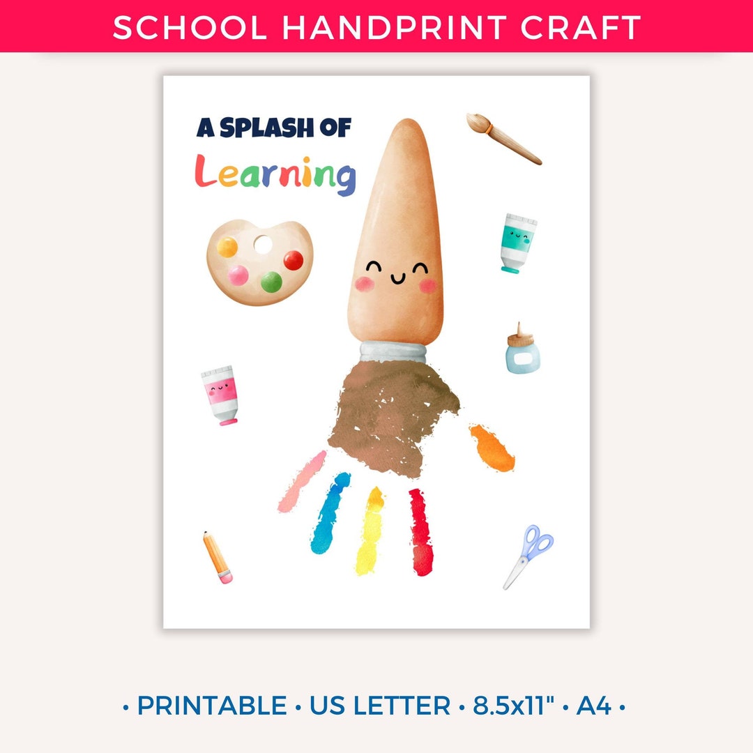 Happy First Day of School Handprint Printable Craft, Back to School ...