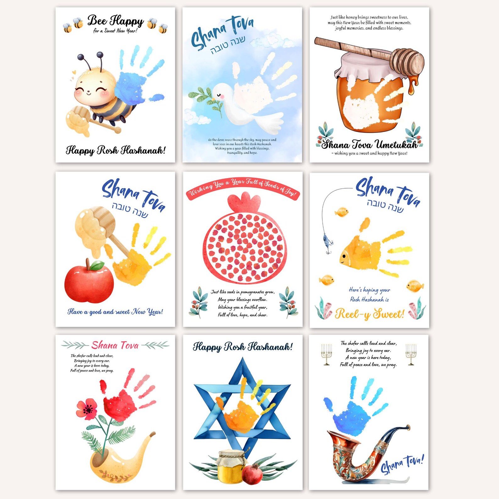 Rosh Hashanah Handprint Printable Craft Bundle, Shana Tova Handprint ...