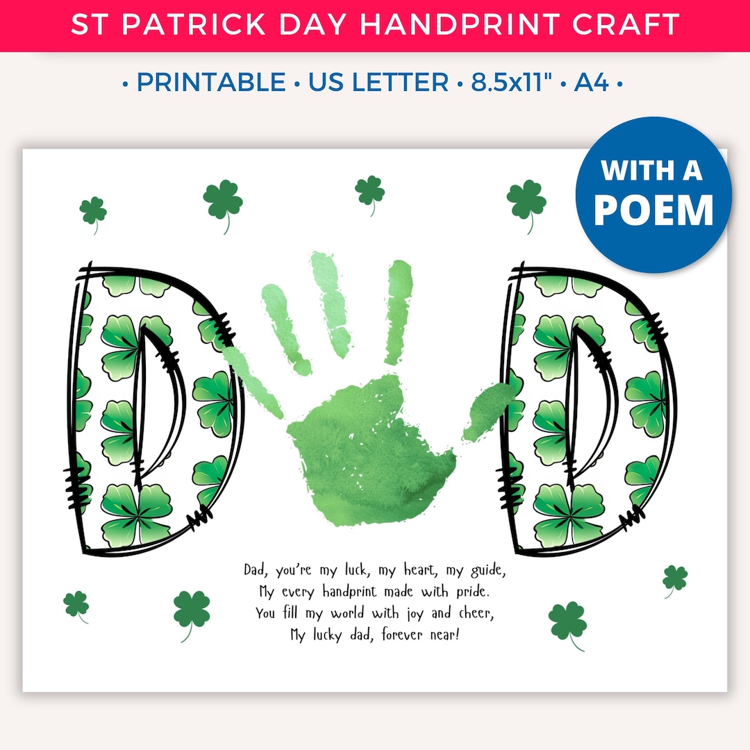 St Patricks Day Handprint Craft, Printable Handprint Art for Kids ...