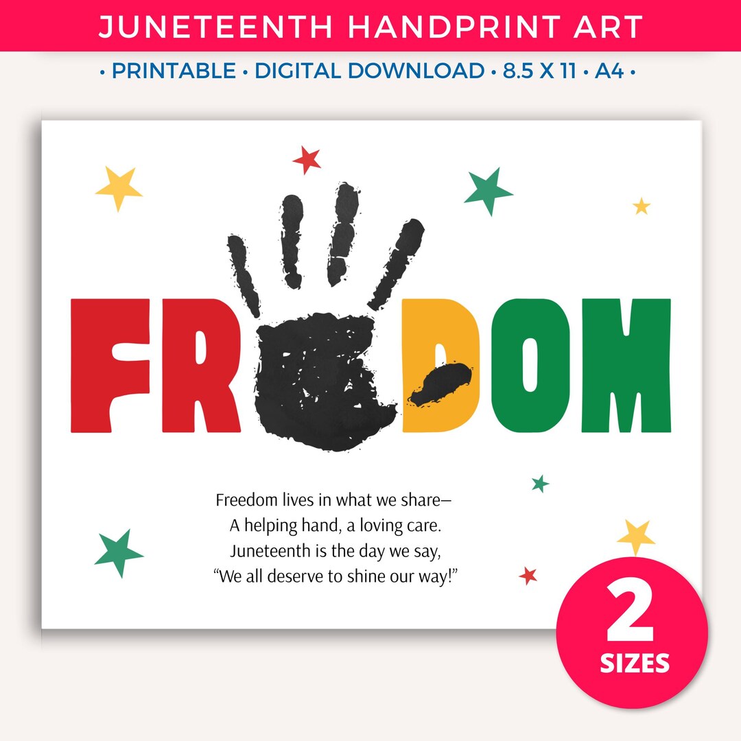 Juneteenth Handprint Printable Craft, Juneteenth Handprint Art, June ...