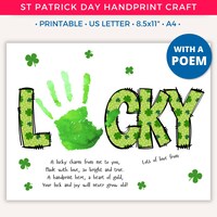 Lucky Leprechaun Handprint Craft, St.patrick's Day Craft, Printable ...