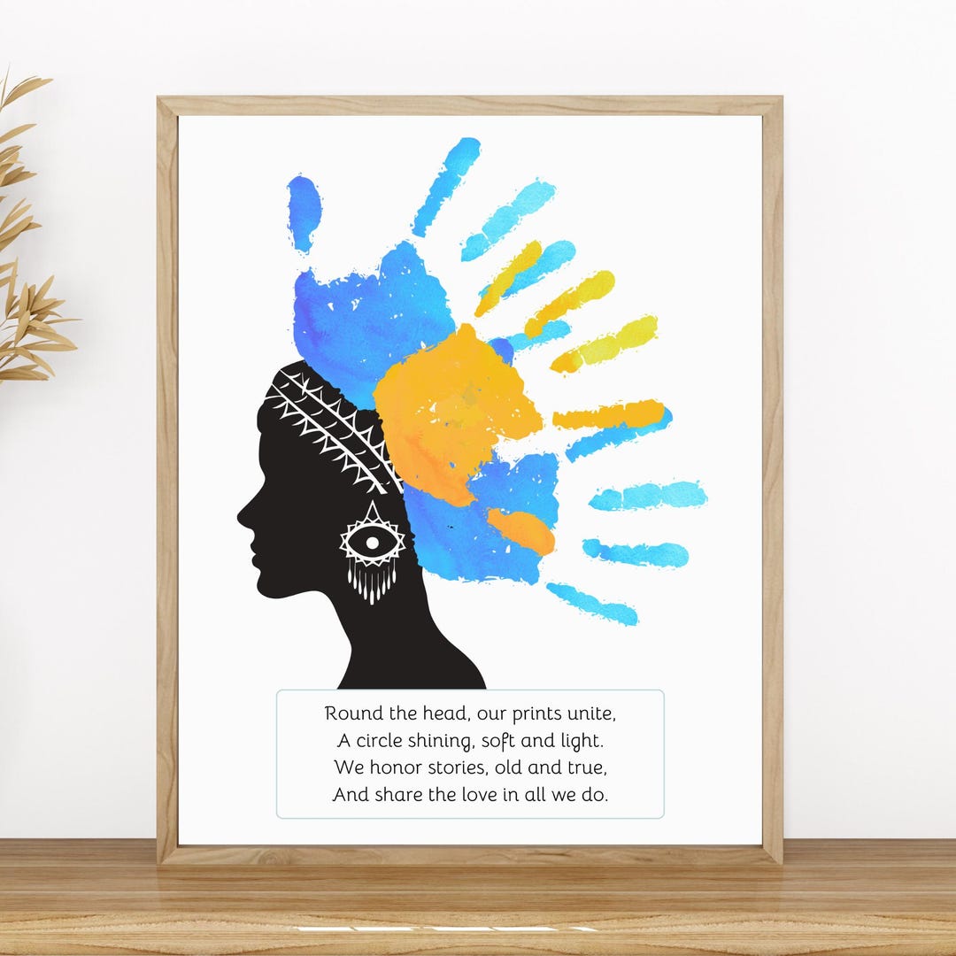 Native American Headdress Handprint Crafts Art for Kids, Native ...