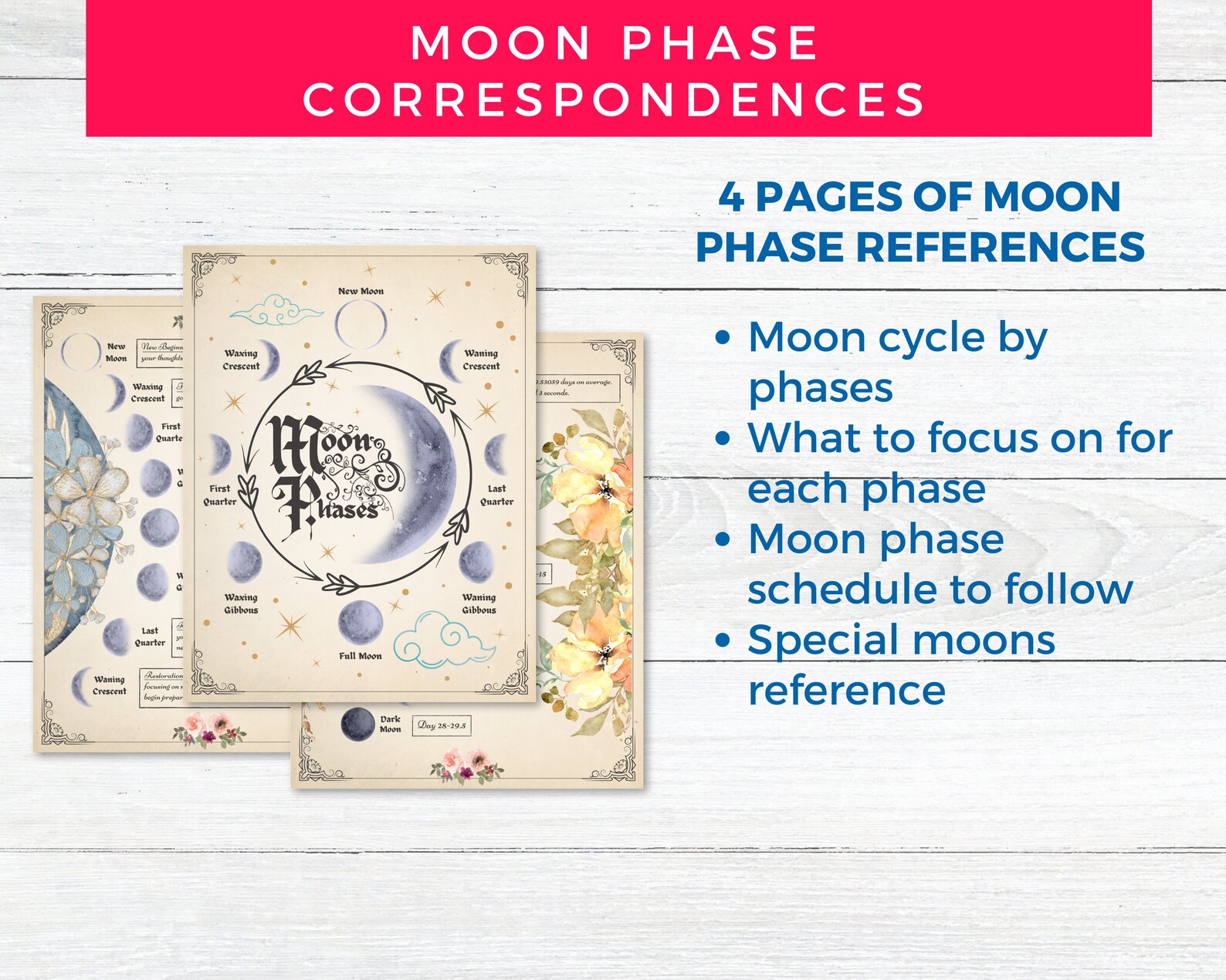 Moon Magick & Witch Moon Phases Calendar Witchcraft - Etsy