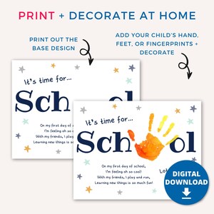 Back to School Handprint Printable Craft, Back to School Handprint Art ...