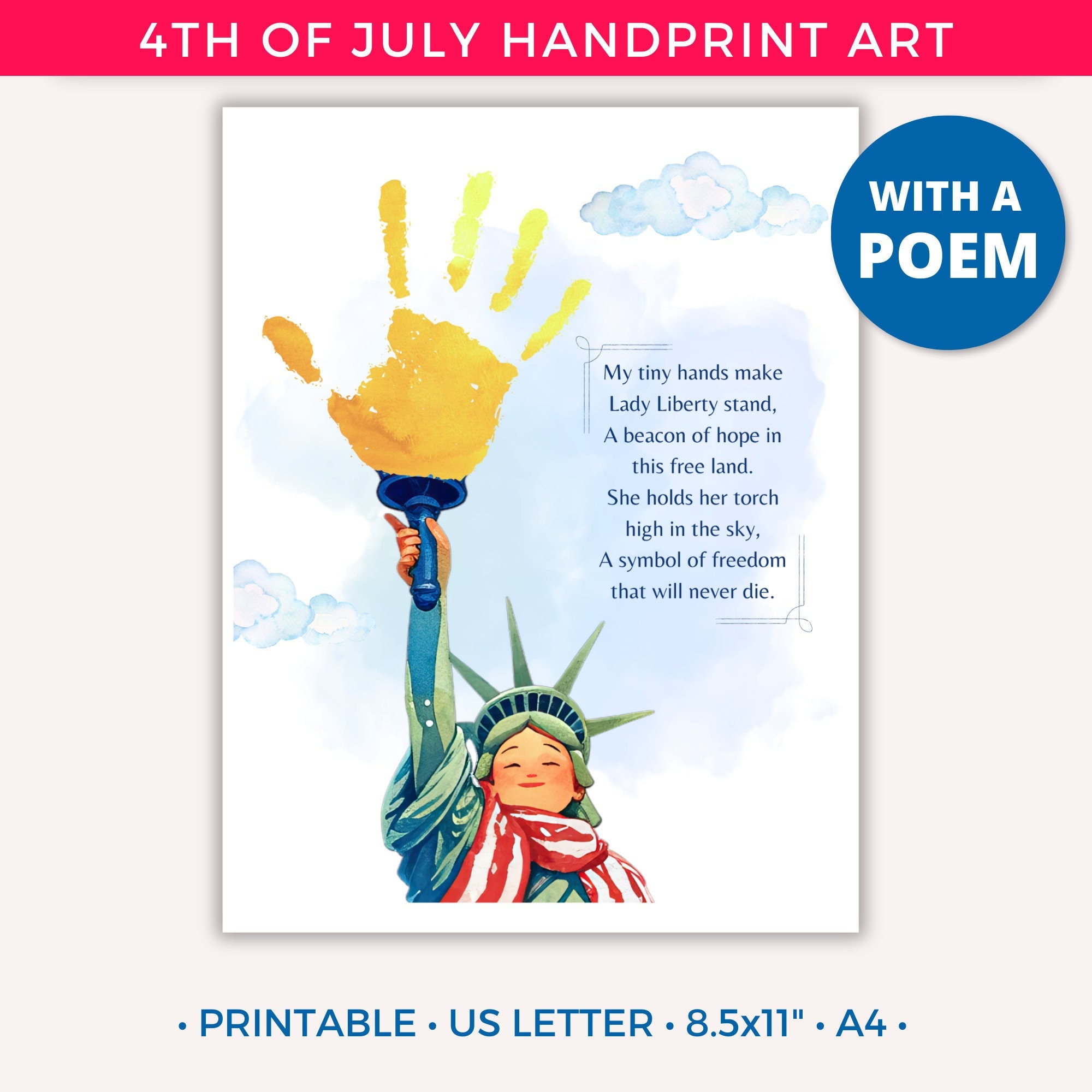 4th of July Handprint Printable Craft, 4th of July Handprint Art ...