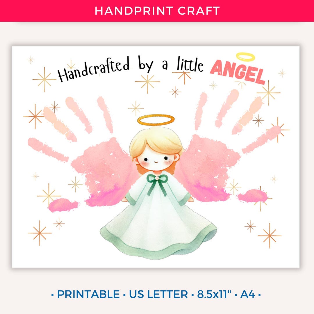 Angel Christmas Handprint, Christmas Printable Handprint Craft Art ...