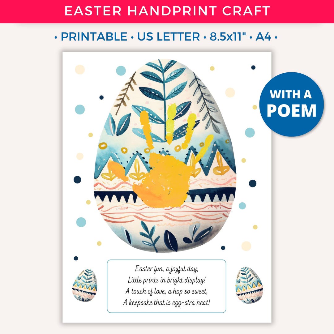 Easter Handprint Art, DIY Printable Craft for Kids, Toddler Keepsake ...