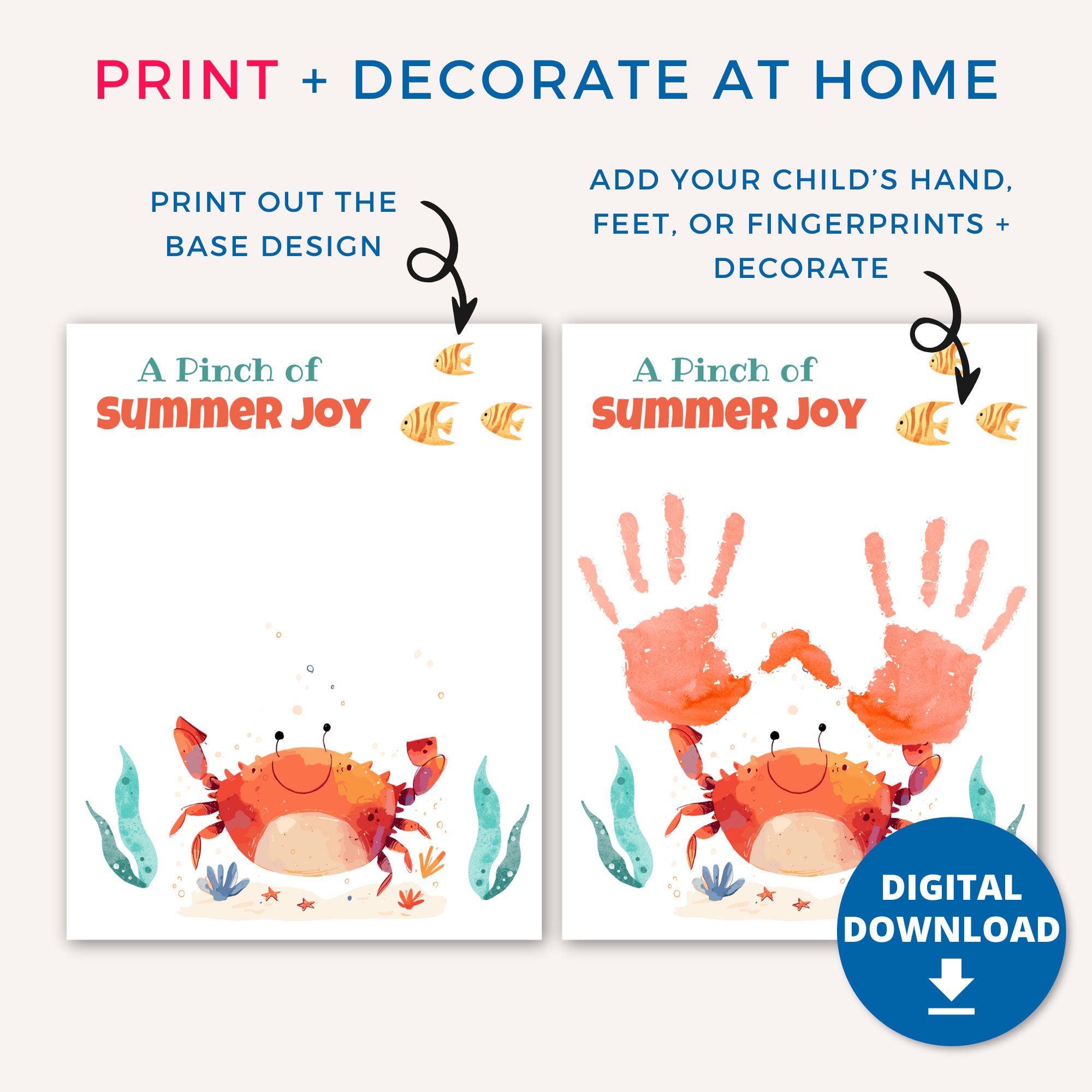 Summer Handprint Craft Bundle, Summer Handprint Art, Summer Crafts ...