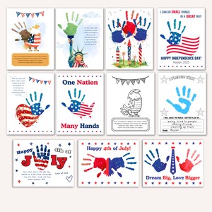 Patriotic Handprint Printable Craft, 4th of July Handprint Art, Labor ...
