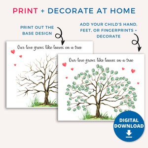 Printable Mothers Day Fingerprint Tree Wall Art, Thumbprint Handprint ...