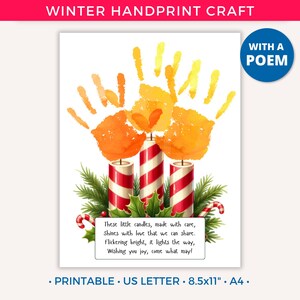 Christmas Handprint, Christmas Printable Handprint Craft Art, Christmas ...