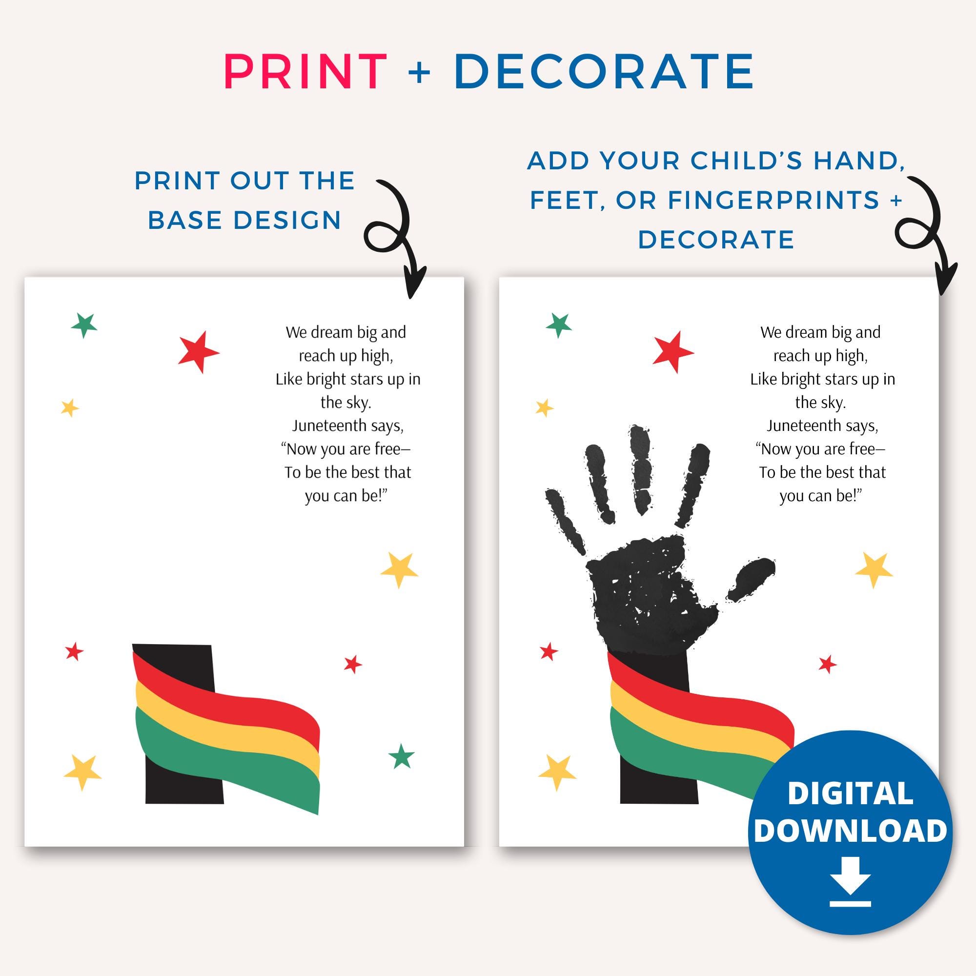 Juneteenth Handprint Printable Craft, Juneteenth Handprint Art, June ...
